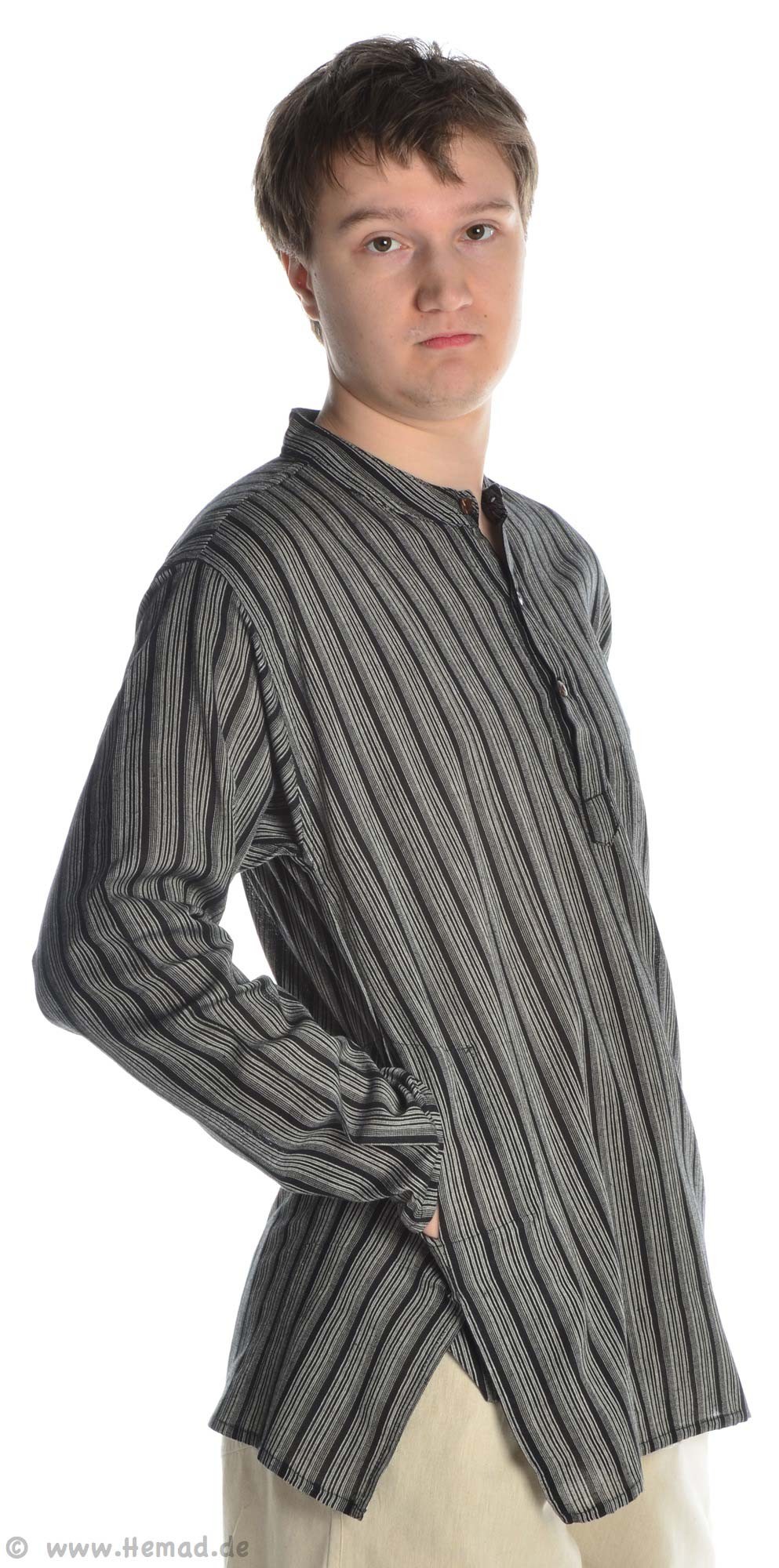 Fischerhemd schwarz-weiß gestreift